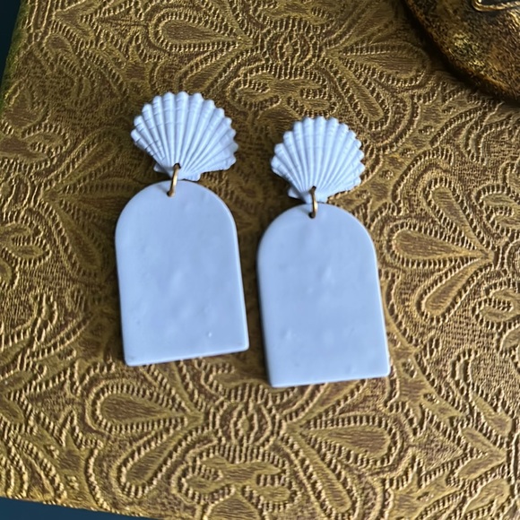 Hand Crafted | Jewelry | Powder Blue Modern Clay Shell Dangle Earrings ...